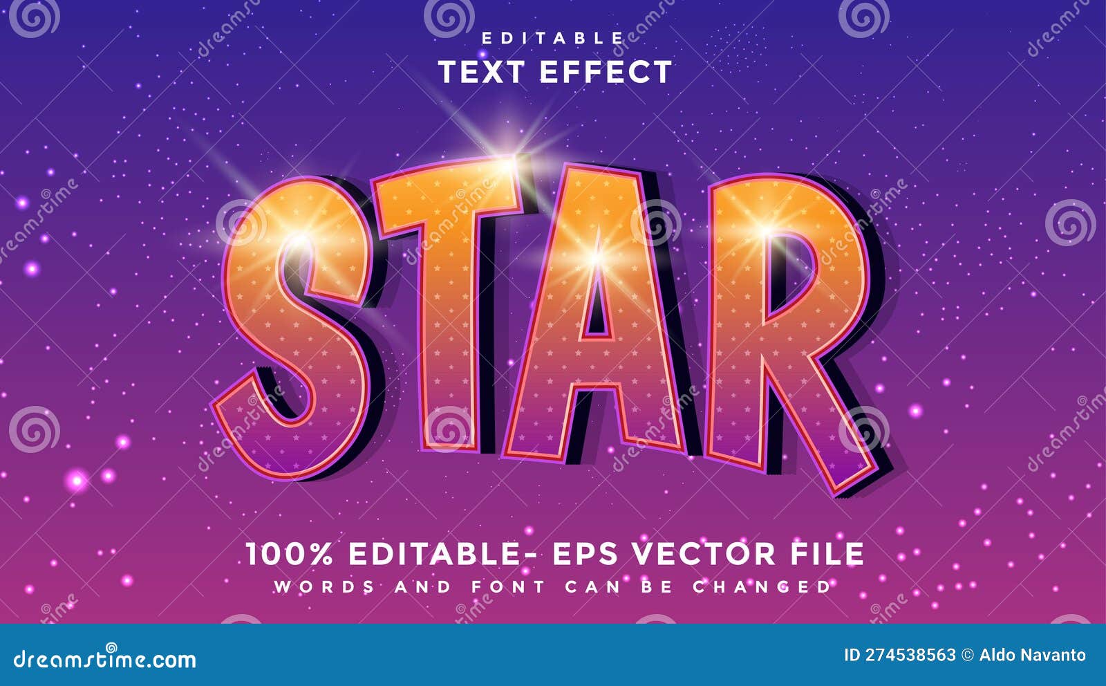 3d Minimal Star Editable Text Effect Design Template, Effect Saved in ...