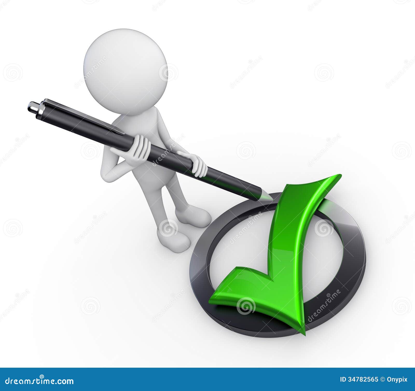 3d Minimalistic Human - Green Tick Stock Illustration - Illustration of ...