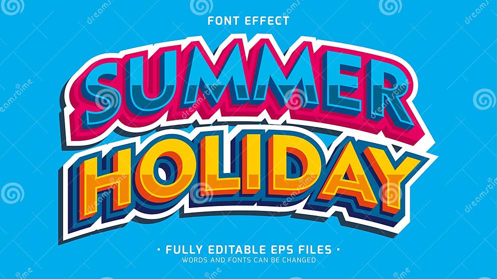 3d Minimalists Style of Summer Holiday Vector Text Effect Stock Vector ...