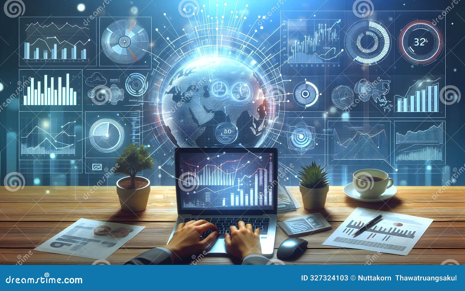 2D Minimalize As Financial Analyst Working with Financial Graphs and ...