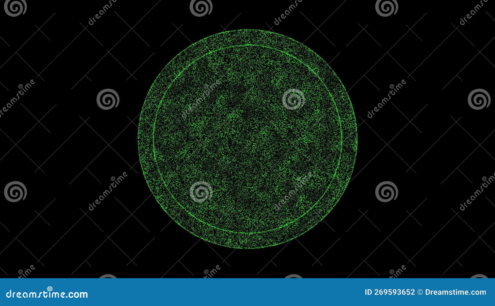 3D Mirror on Black Bg. Object Dissolved Green Flickering Particles ...