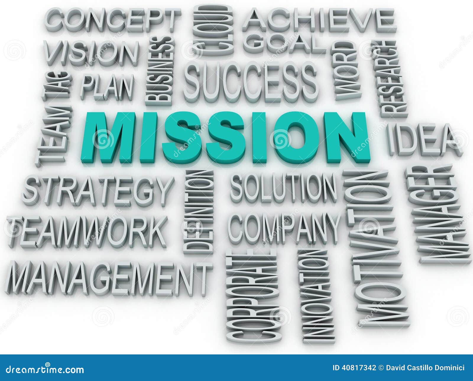 3d Mission and Business Concept in Word Tag Cloud Stock Illustration ...