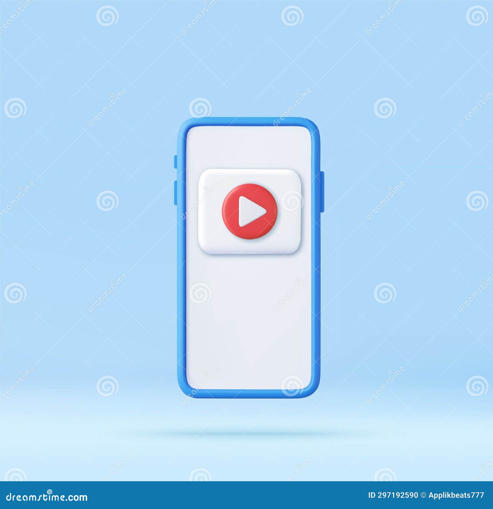 3d Mobile Icon Playing Video Stock Illustration - Illustration of media ...