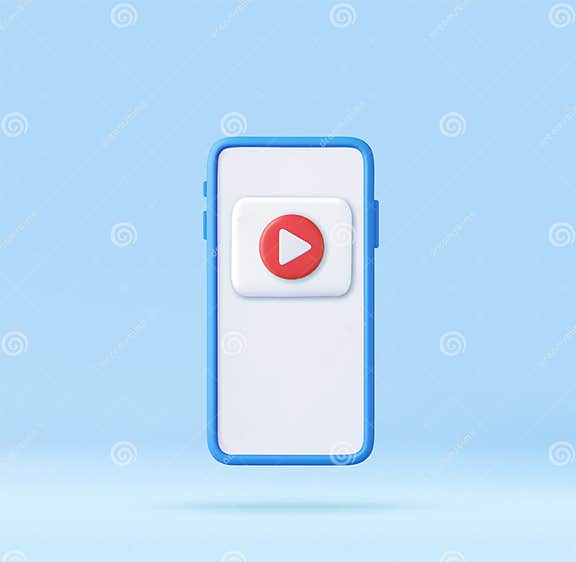 3d Mobile Icon Playing Video Stock Illustration - Illustration of media ...