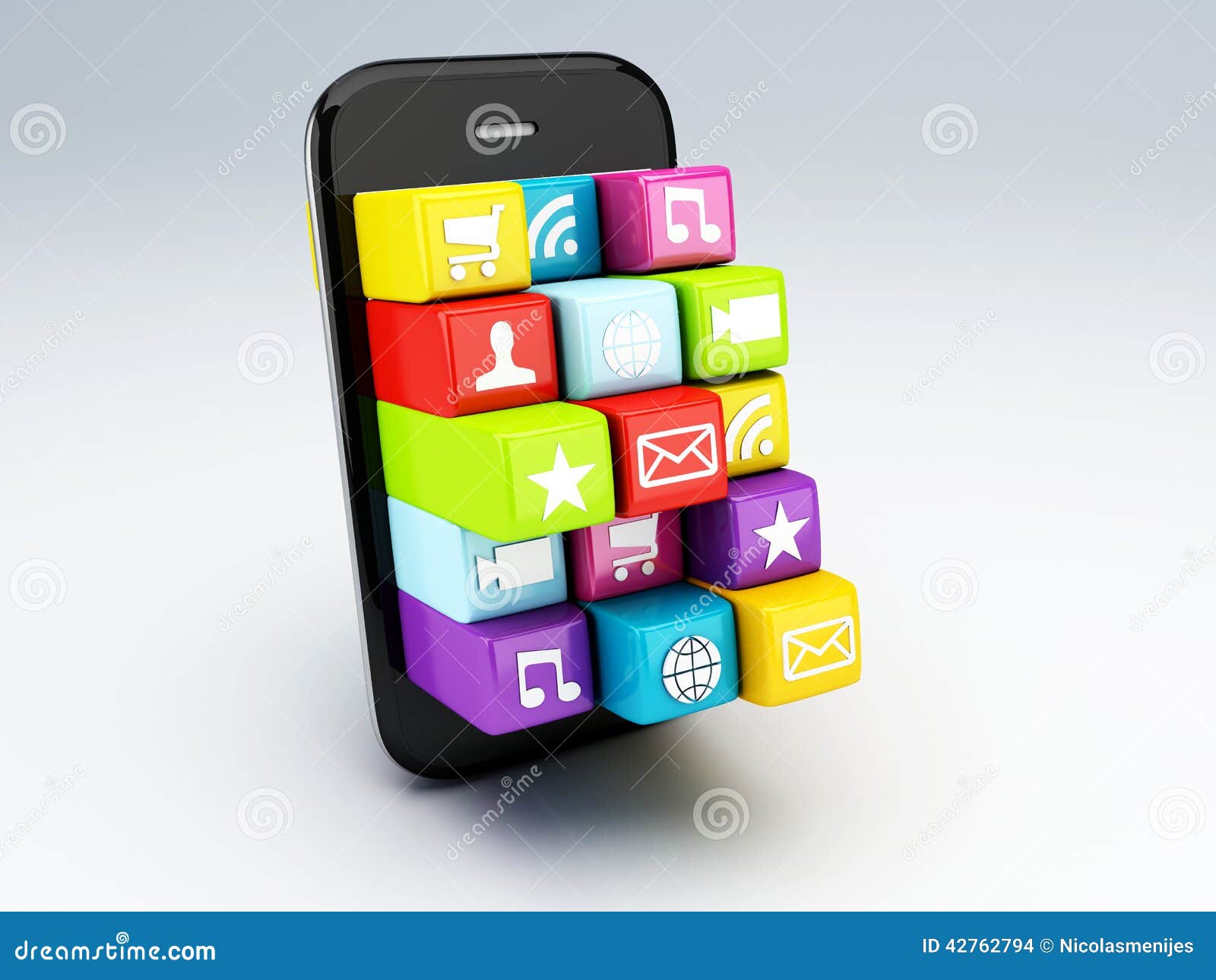 3d mobile phone app wifi stock illustration. Illustration of phone ...