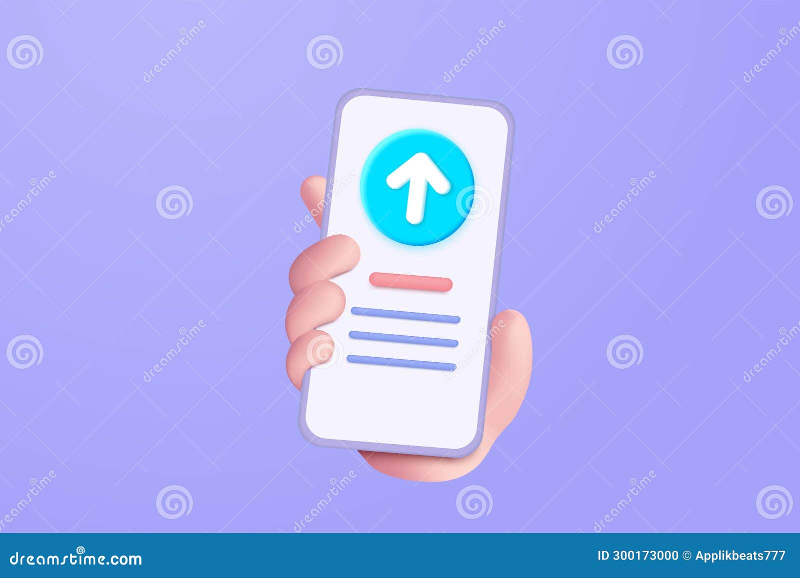 3d Mobile Phone in Hand with Upload Data To Cloud Computing Concept for ...