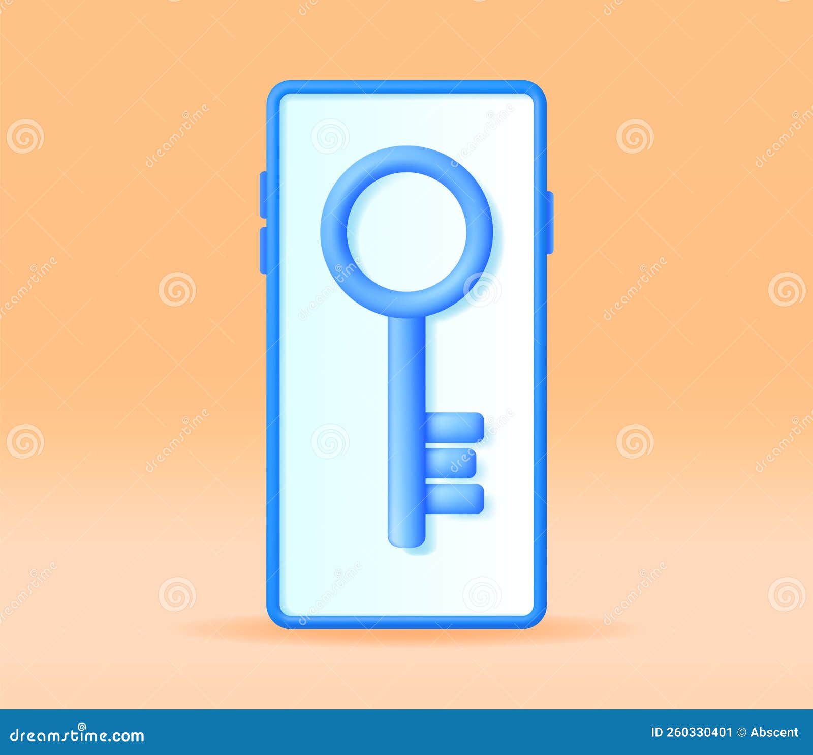 3D Mobile Phone with Key on Screen Stock Vector - Illustration of ...