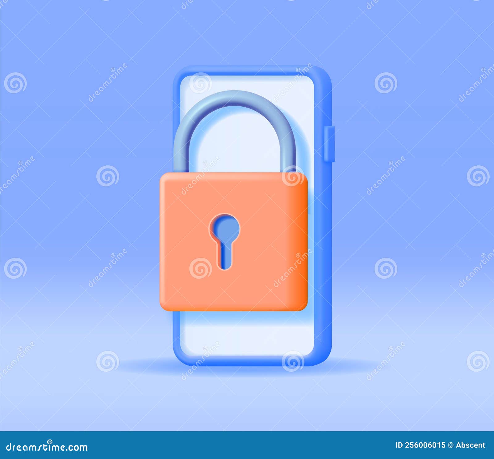 3D Mobile Phone with Lock on the Screen Stock Vector - Illustration of ...