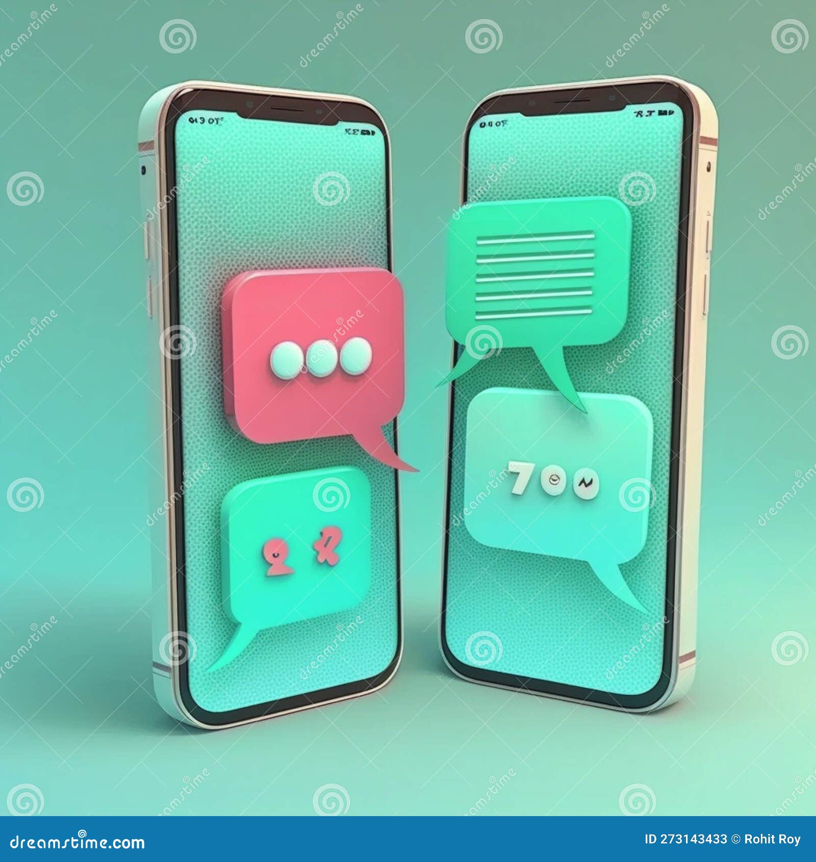 3D Mobile Phone with Notification Stock Illustration - Illustration of ...