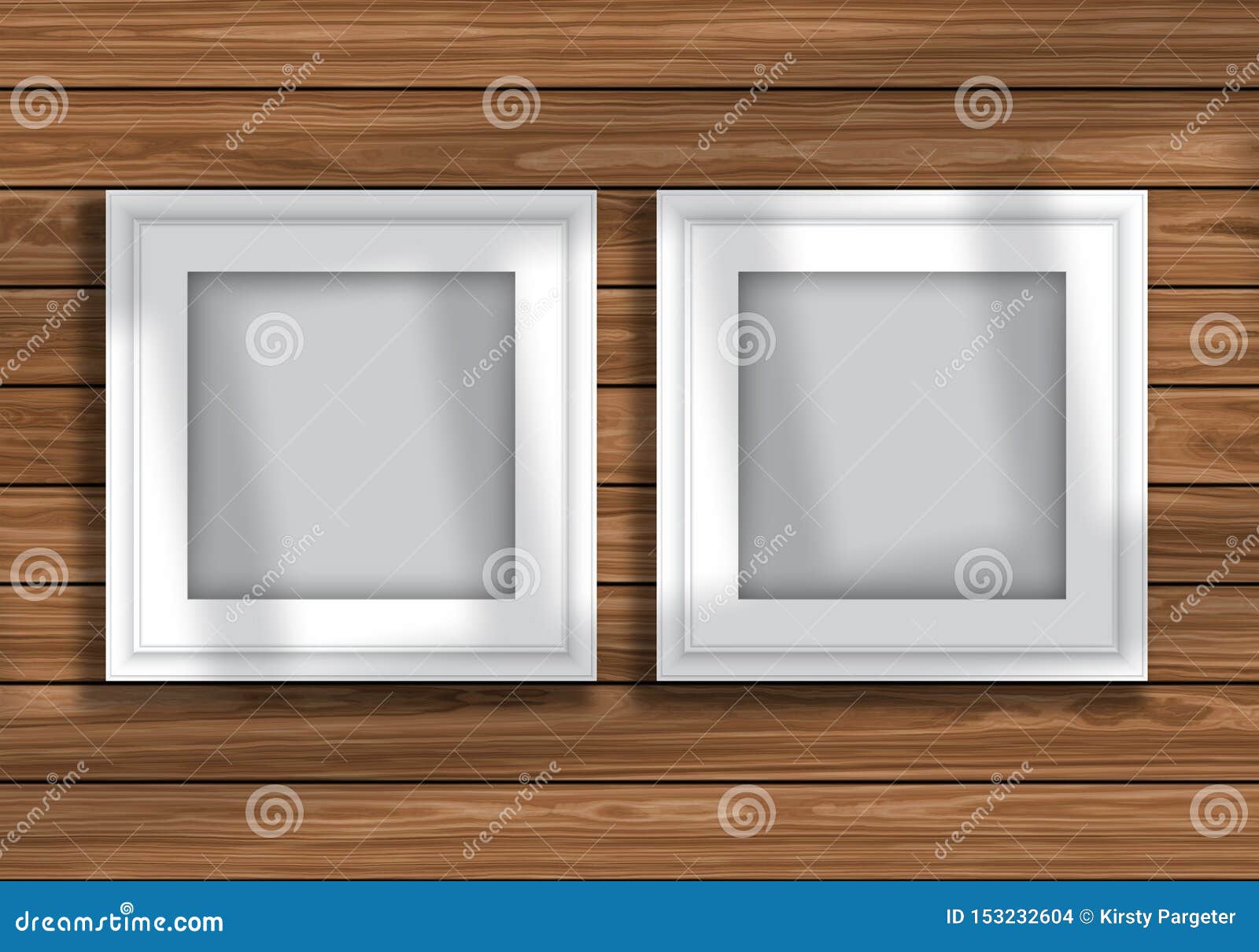 3D Mock Up Display with Blank Picture Frames on Wooden Texture Stock ...