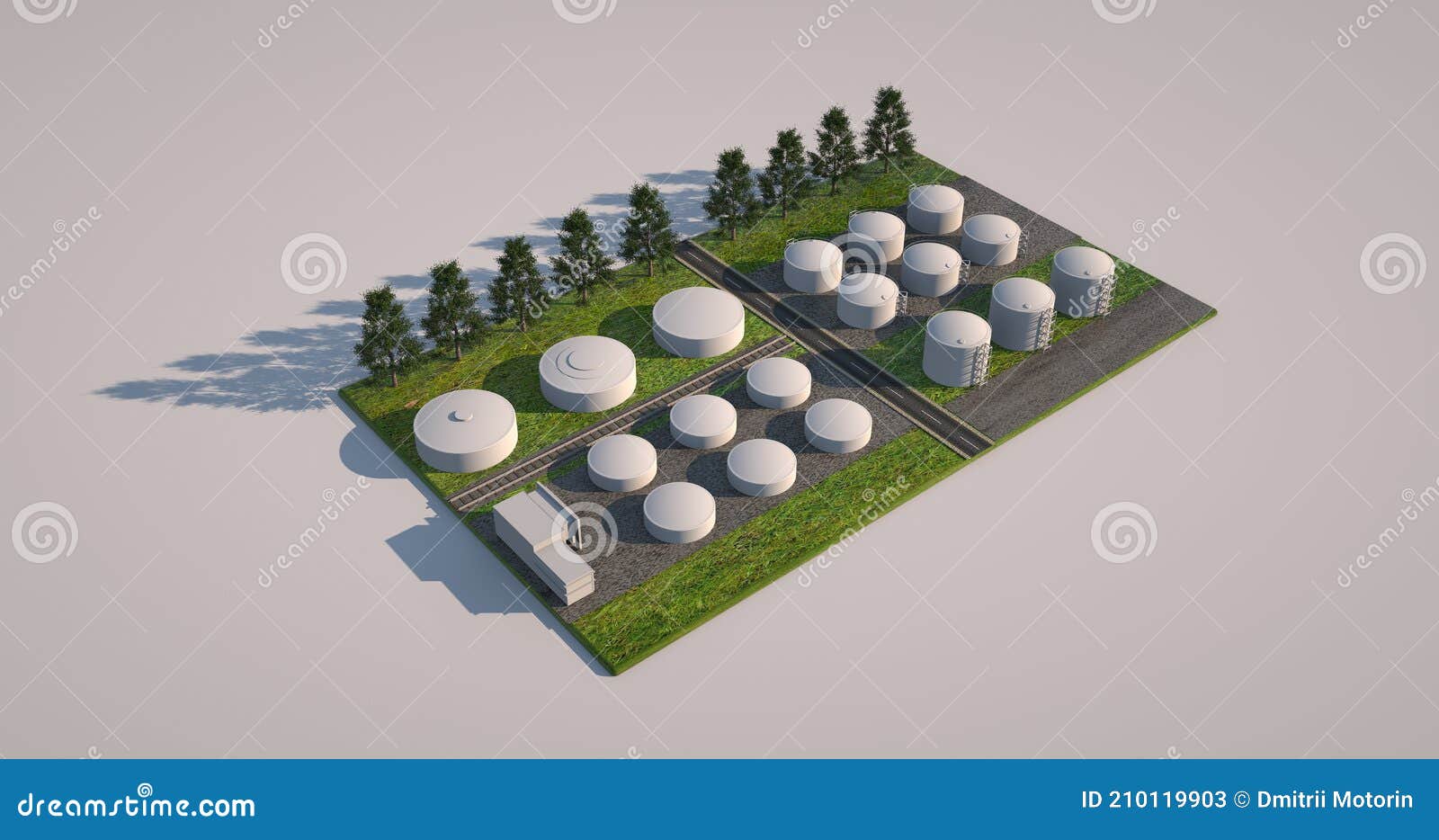3d Mock-up of a Factory and Factory Site Isolated on a White Background ...
