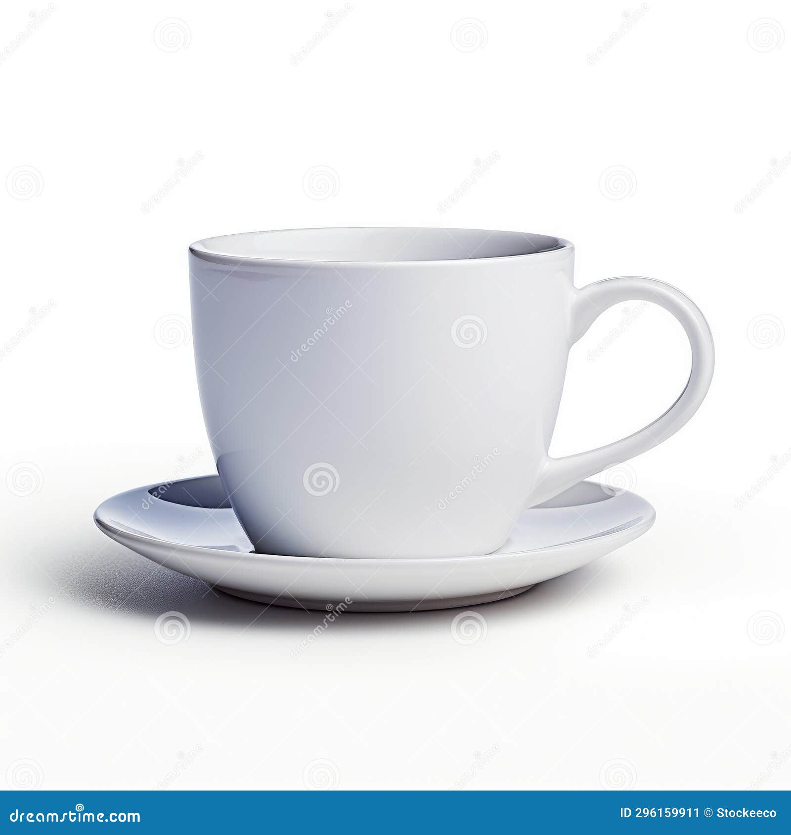 Simplistic White Cup on Saucer - Realistic 3d Rendering Stock ...
