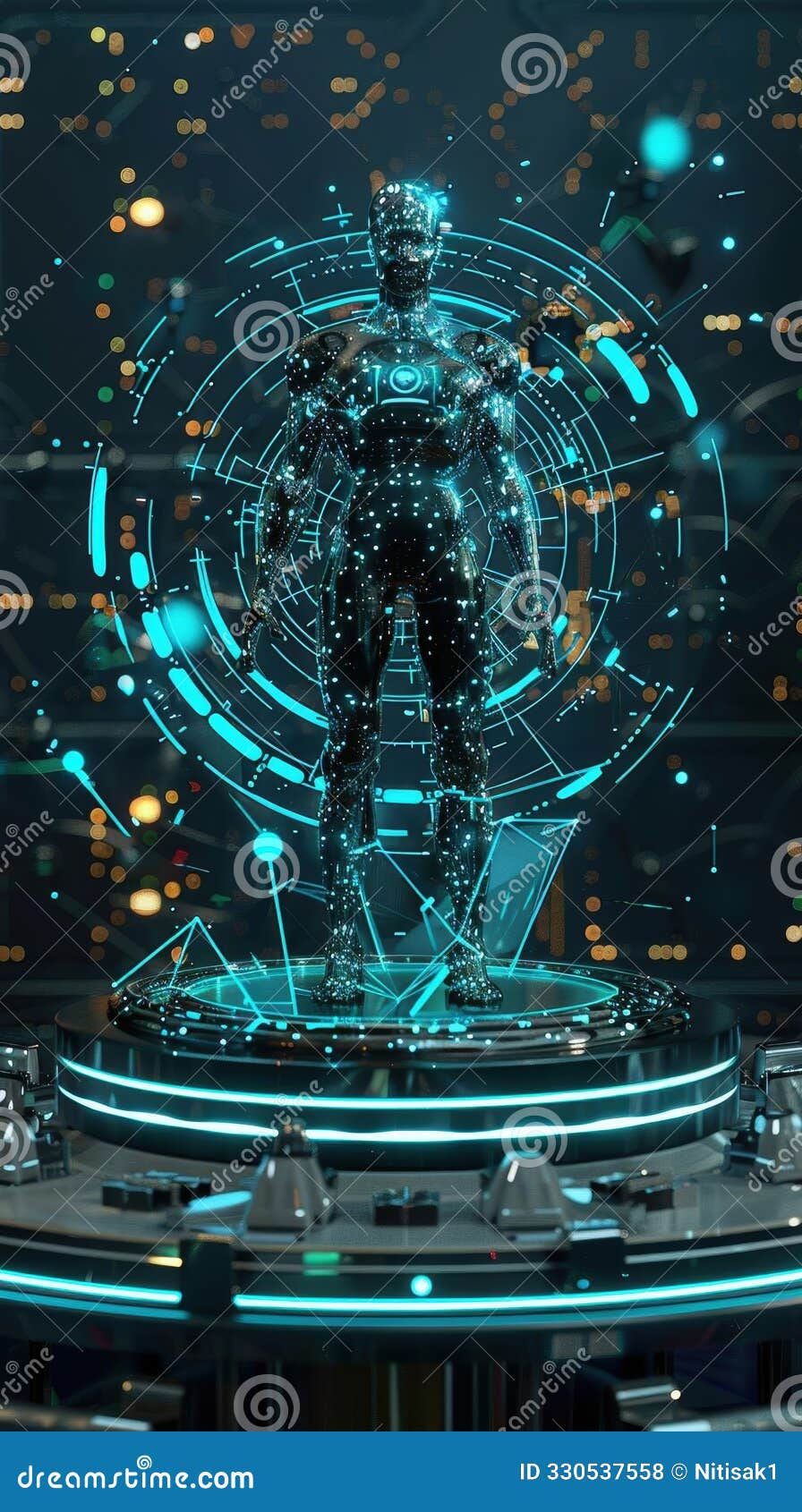 3D Model Abstract Art of Cybersecurity Abstract Command Center with ...