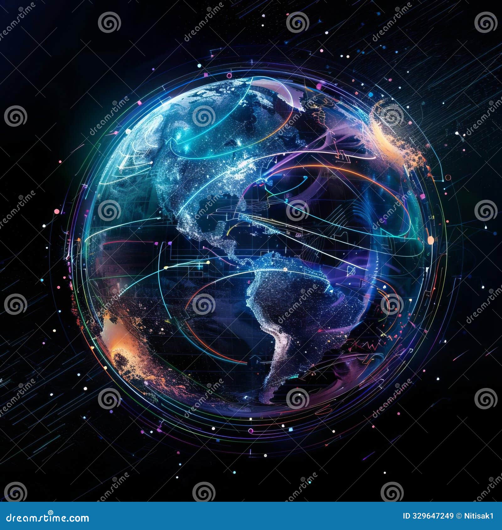 3D Model Abstract Art of Dynamic Abstract Global Weather Visualization ...