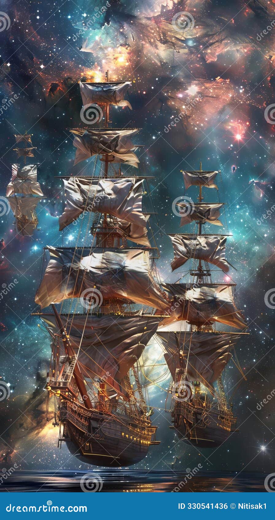 3D Model Abstract Art of Heroic Abstract Celestial Tall Ships Exploring ...