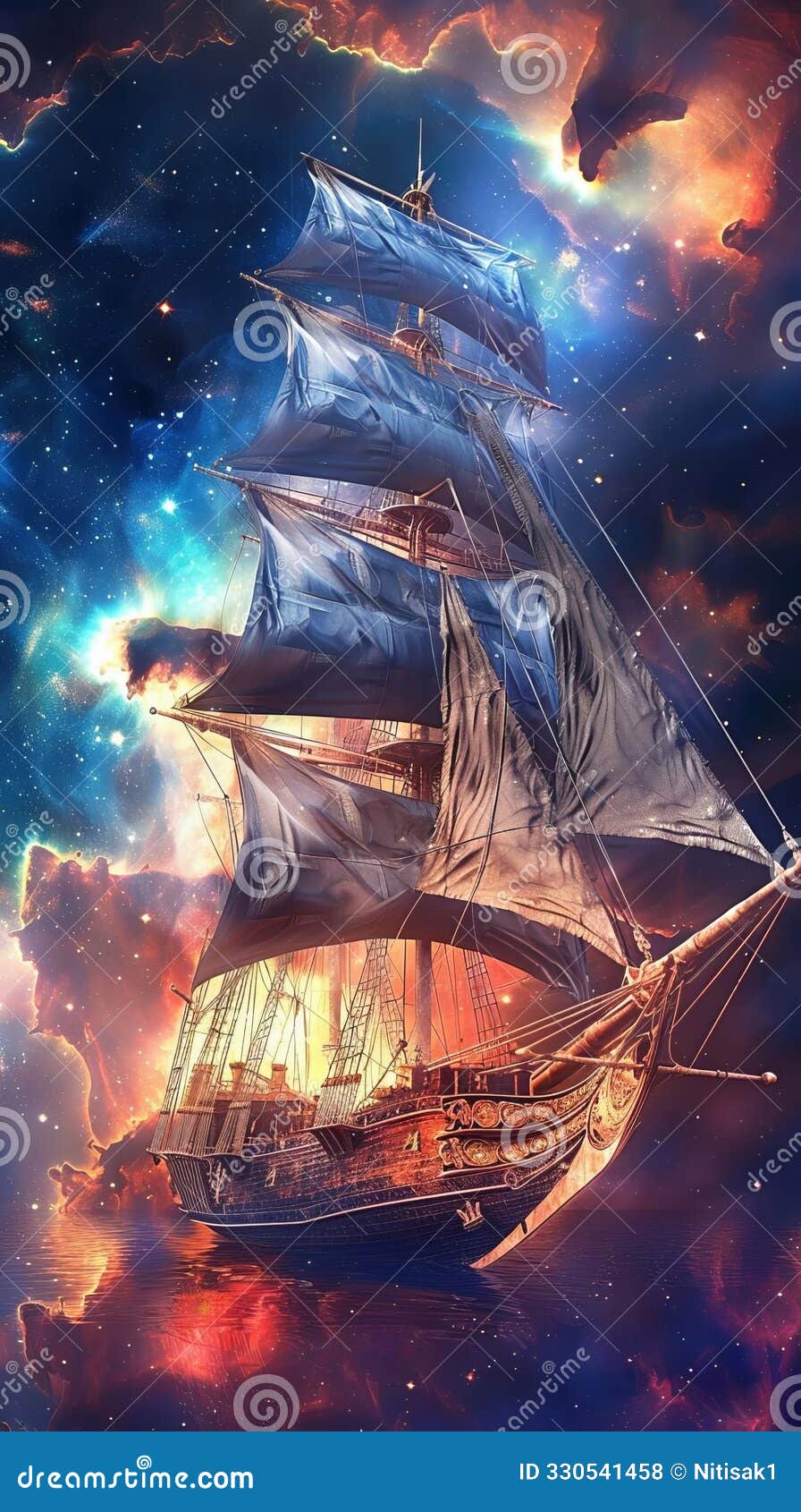 3D Model Abstract Art of Heroic Abstract Celestial Tall Ships Exploring ...