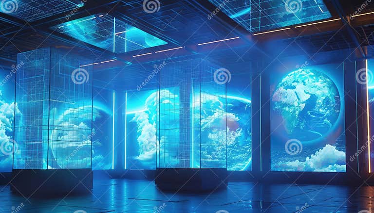 3D Model Abstract Art of Holographic Nextgen Abstract Global Weather ...