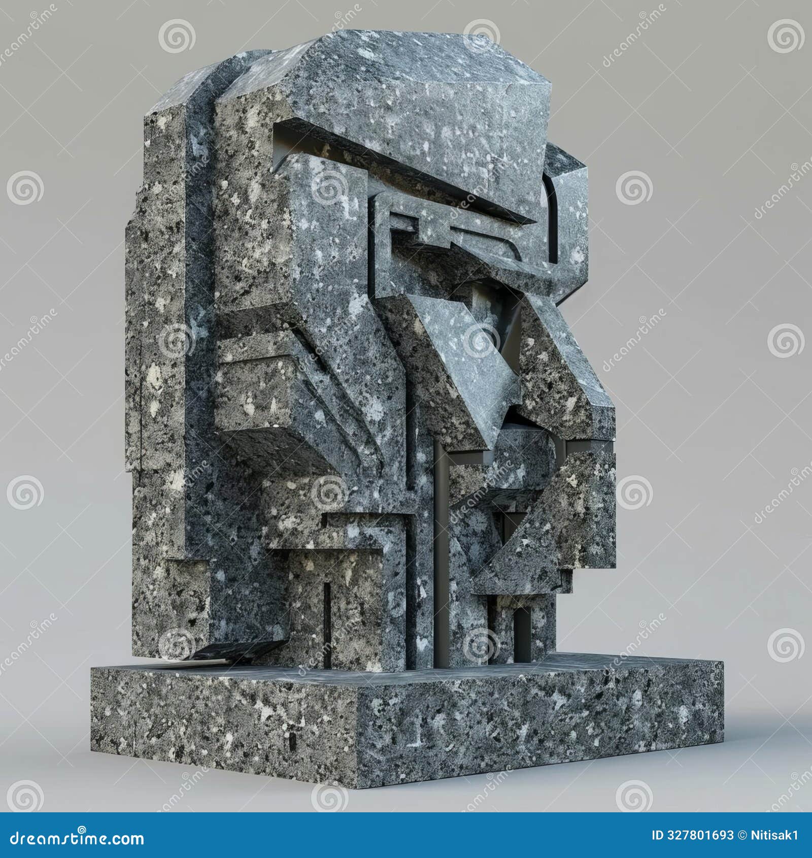 3D Model Abstract Art Of Immortalized Granite Abstract Brutalist ...