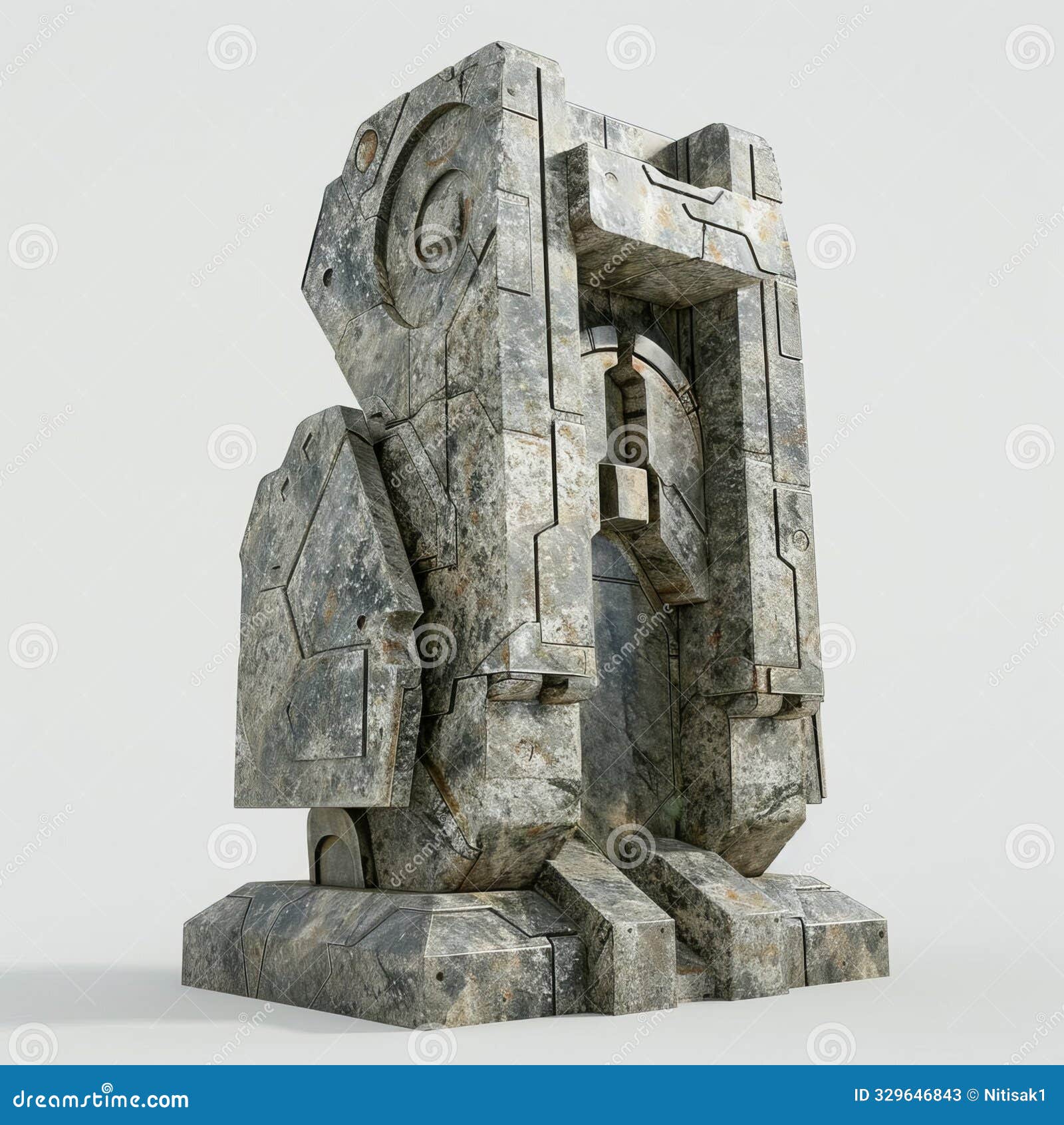 3D Model Abstract Art of Immortalized Granite Abstract Brutalist ...
