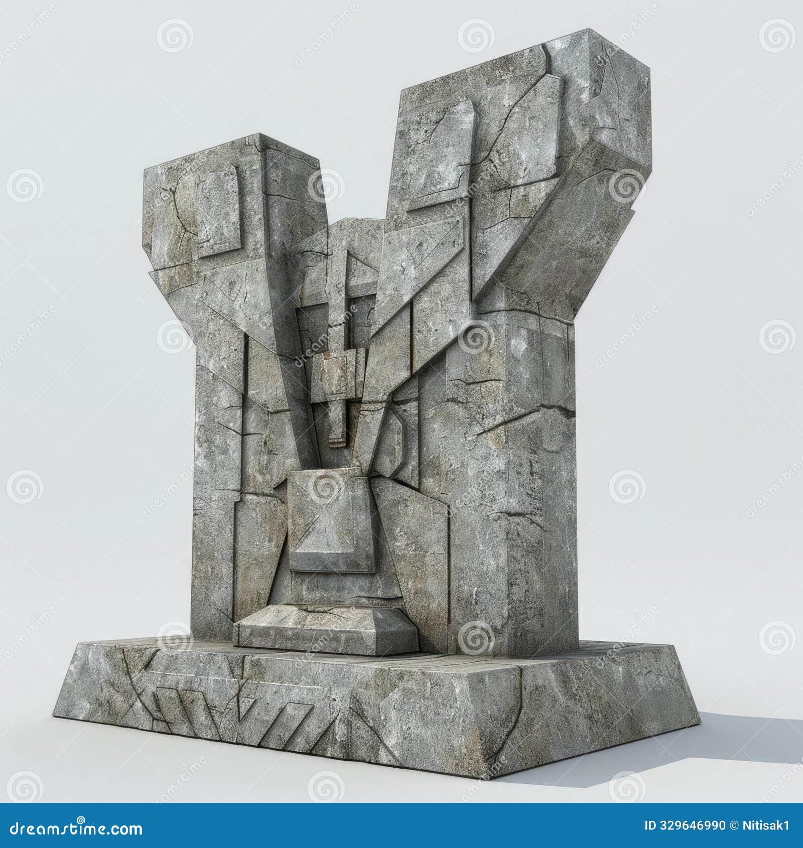 3D Model Abstract Art Of Immortalized Granite Abstract Brutalist ...