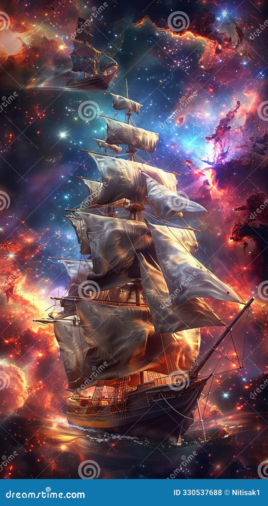 3D Model Abstract Art of Interstellar Abstract Celestial Tall Ship ...