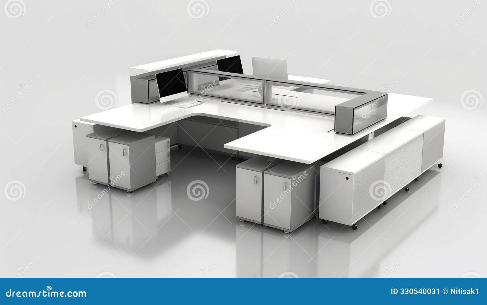 3D Model Abstract Art of Abstract Office Workstation Formed from Sleek ...