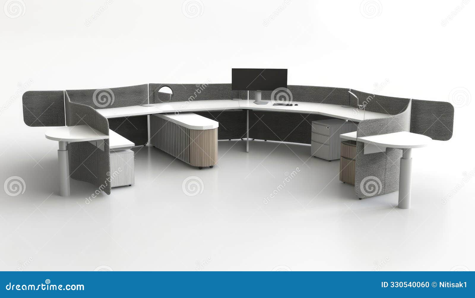 3D Model Abstract Art of Abstract Office Workstation Formed from Sleek ...