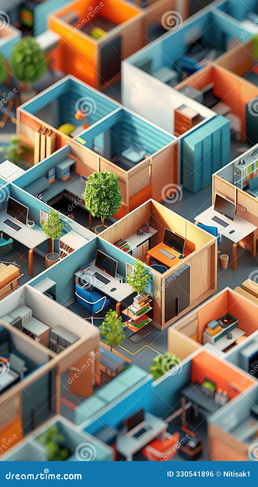 Open, Collaborative Office Space . Royalty-Free Stock Photo | CartoonDealer.com #335460093