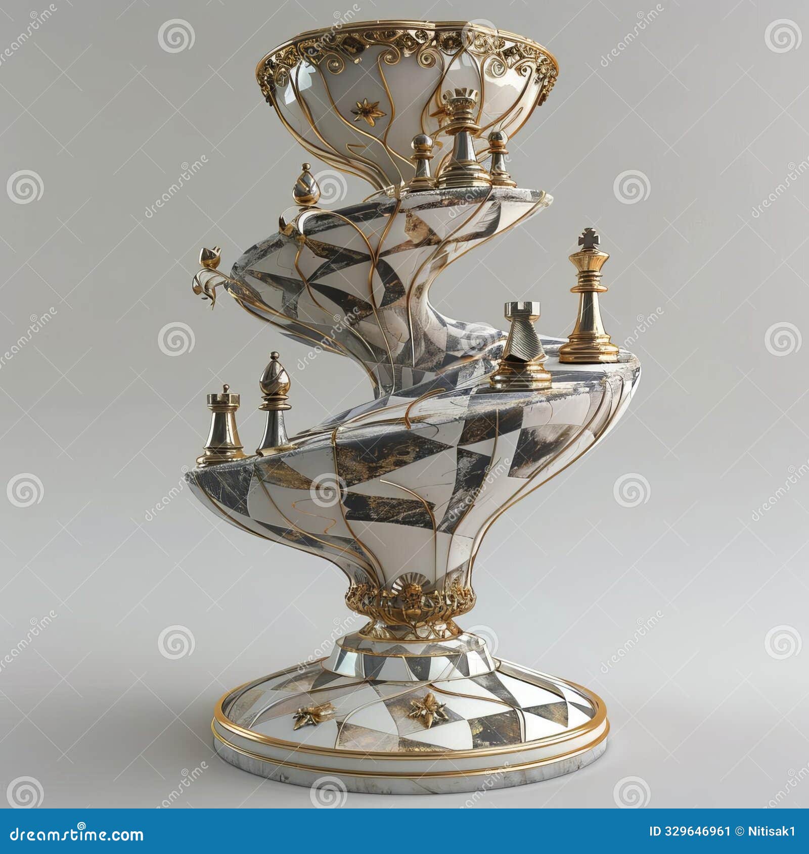 3D Model Abstract Art Of Perpetually Dynamic Abstract Chess Grandmaster Strategic Sculpture ...