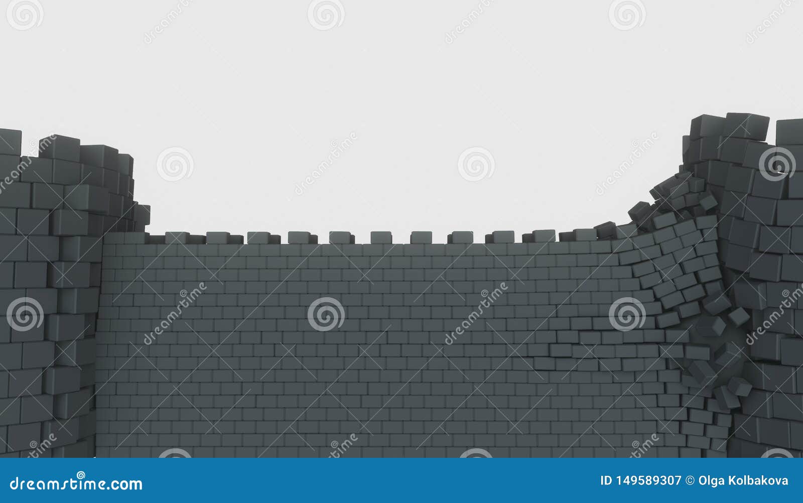 3D Model of an Ancient Castle Destroyed Stock Illustration ...