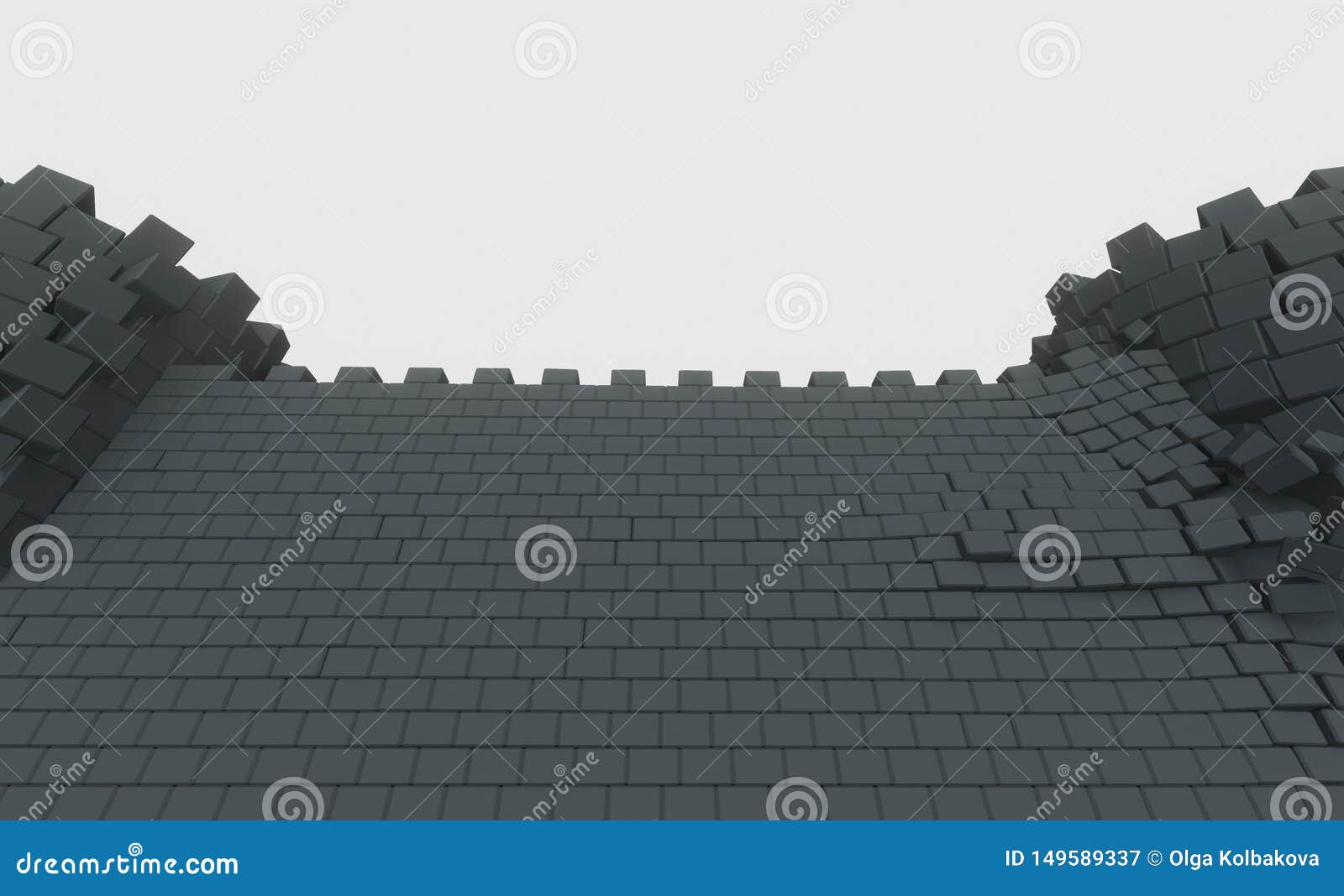 3D Model of an Ancient Castle Destroyed Stock Illustration ...