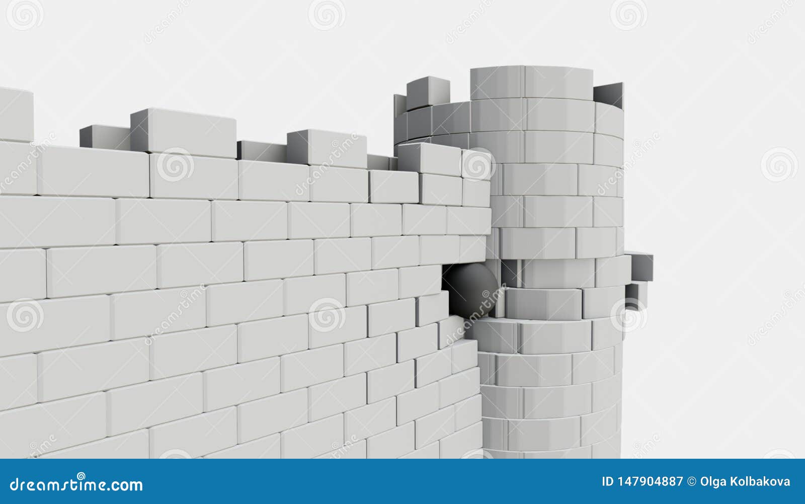 3D Model of an Ancient Castle Destroyed Stock Illustration ...