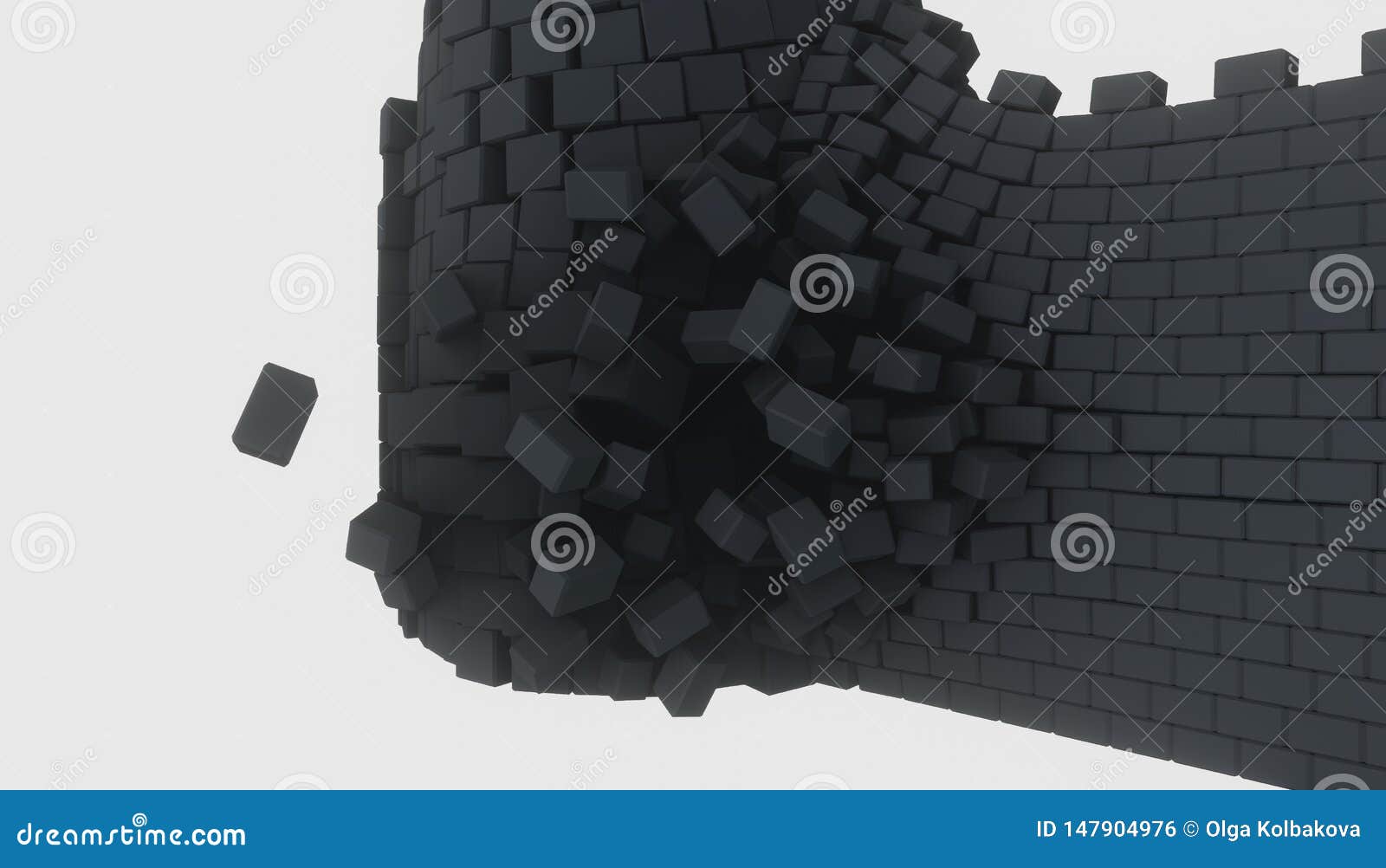 3D Model of an Ancient Castle Destroyed Stock Illustration ...