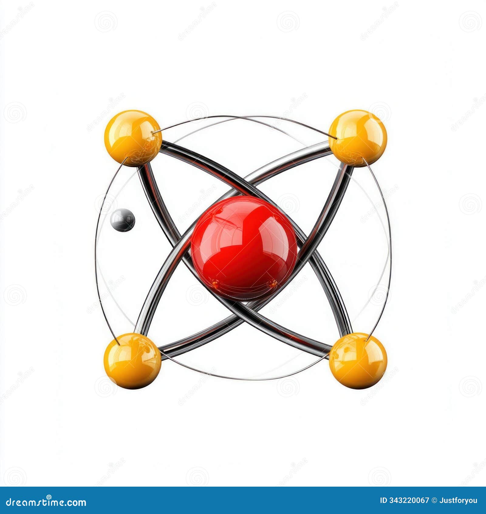 3D Model of an Atom with Electrons Stock Illustration - Illustration of ...