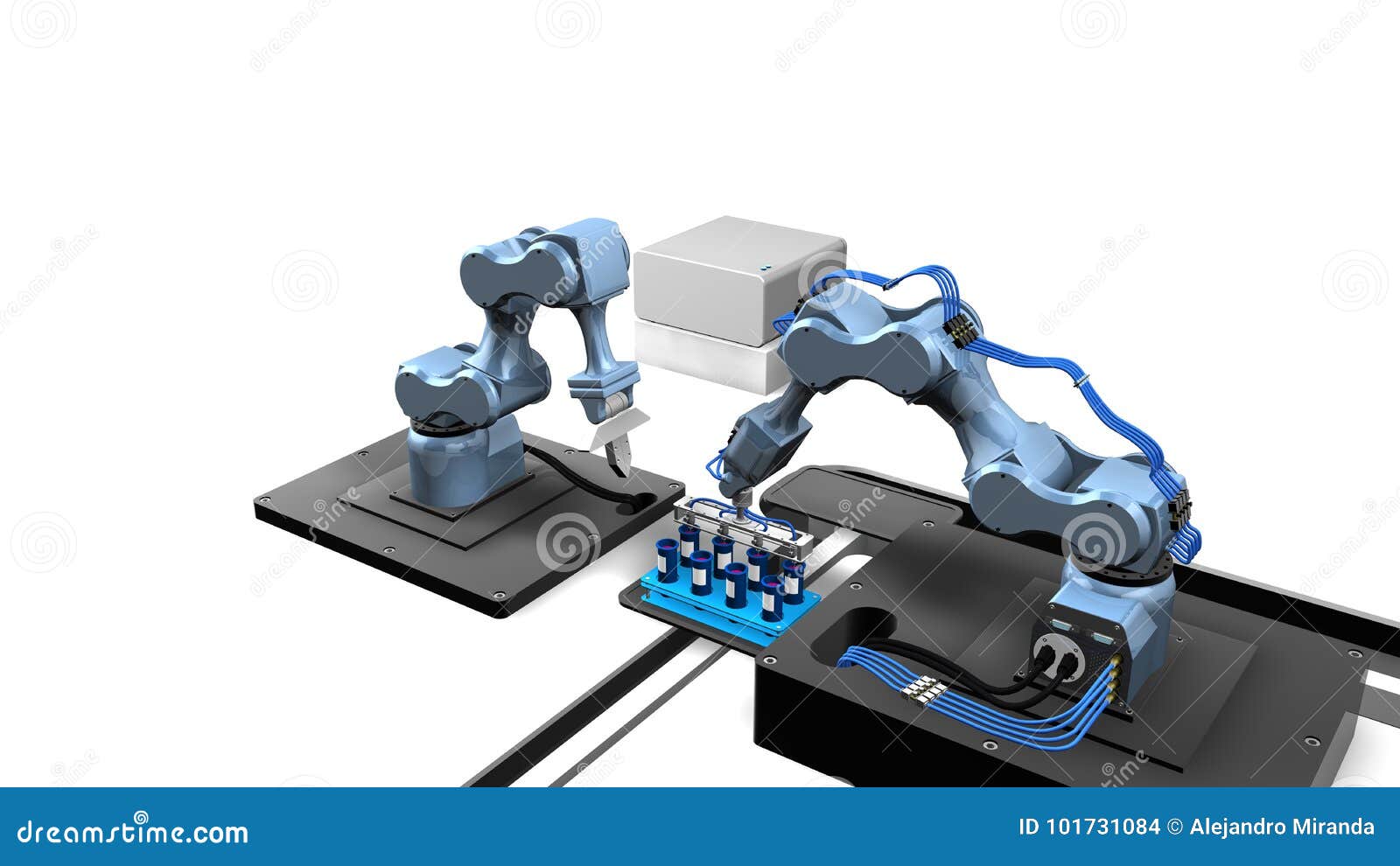 3D Model Of An Automated Laboratory With Two Mechanical Arms Taking ...