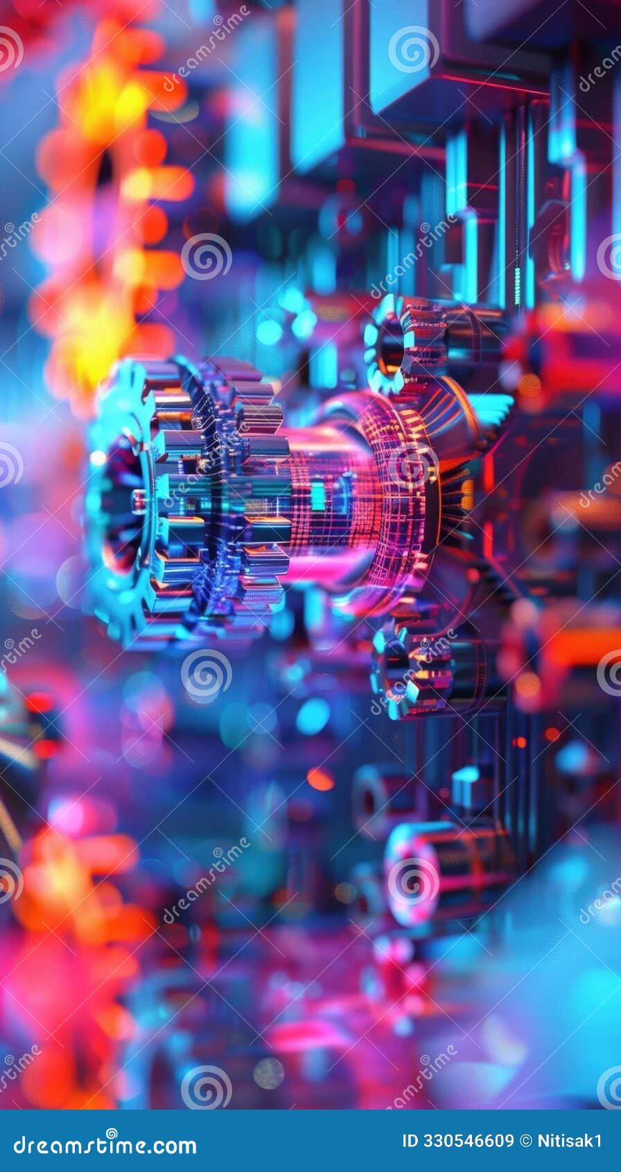 3D Model of an Automation Network Symbol on a Vivid Colorful Background ...