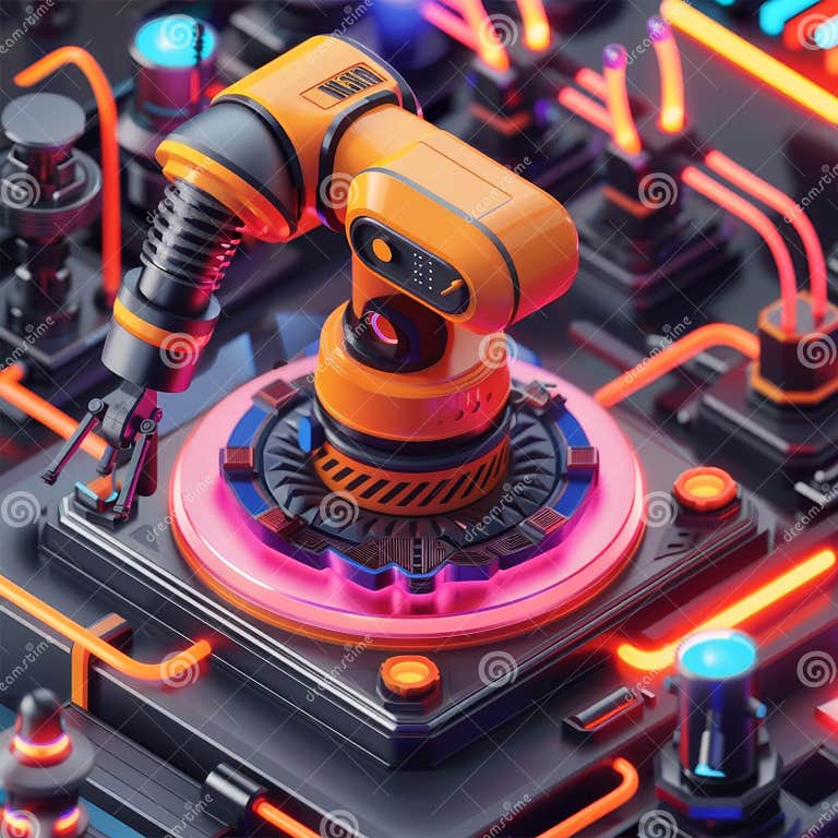 3D Model of an Automation System Icon with Bright Engaging Colors Stock ...