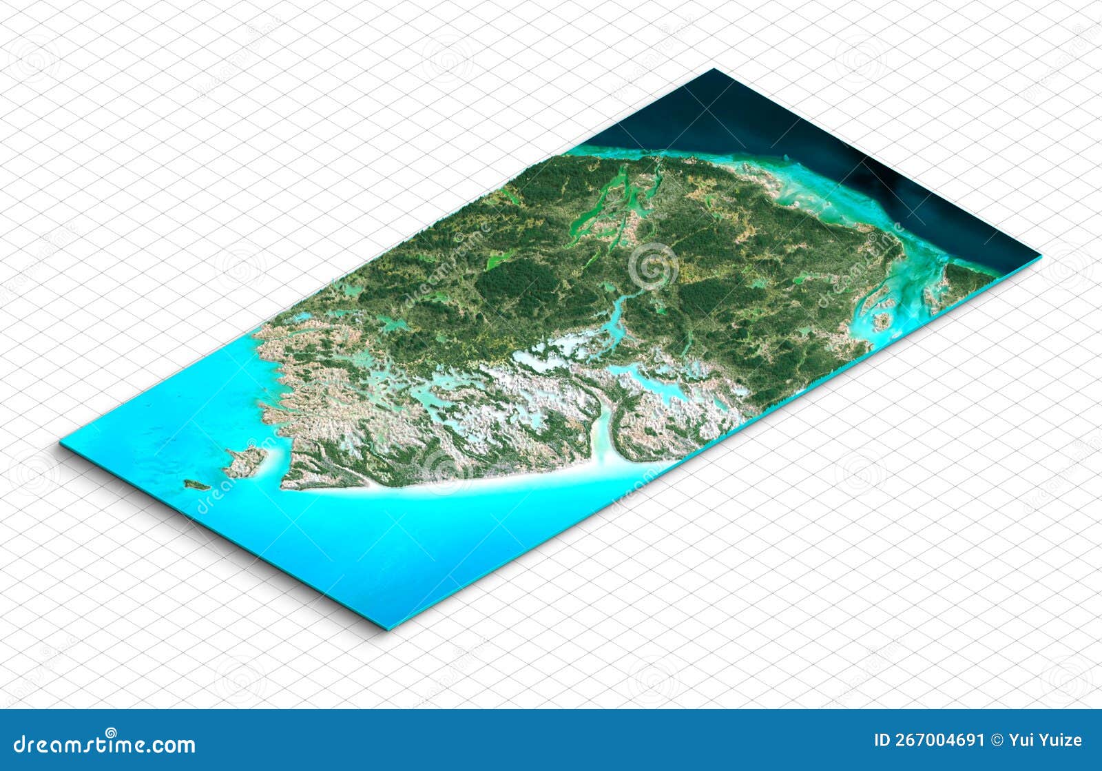 3d Model of the Bahamas Island. Isometric Map Virtual Terrain 3d Stock ...