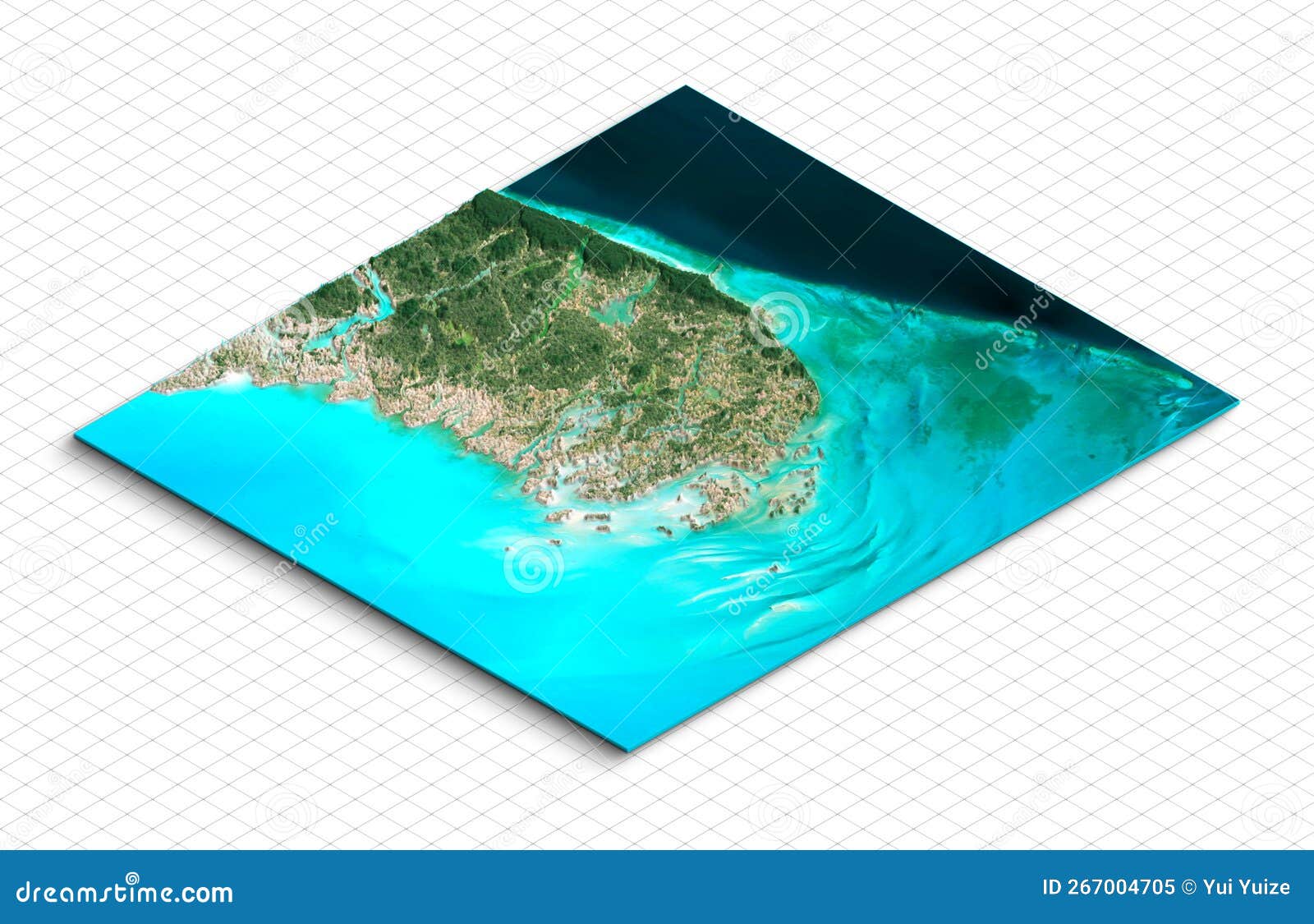 3d Model of the Bahamas Island. Isometric Map Virtual Terrain 3d Stock ...