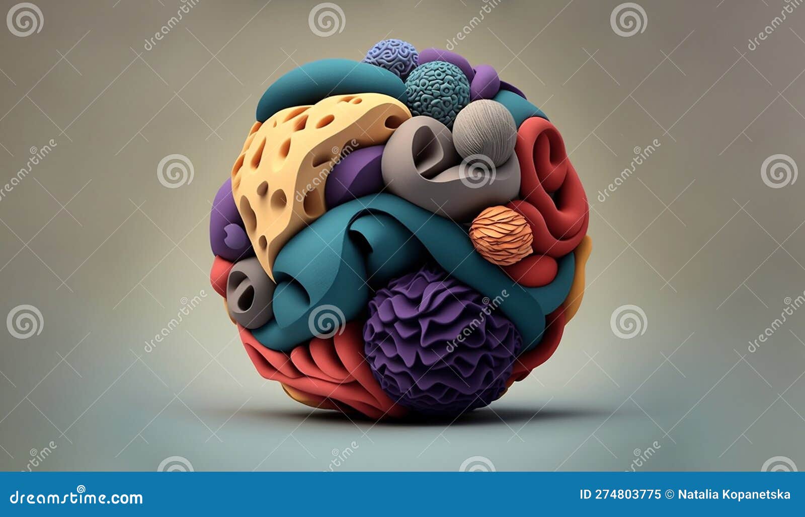 3D Model of a Ball of Different Shapes and Textures. Generated AI Stock ...