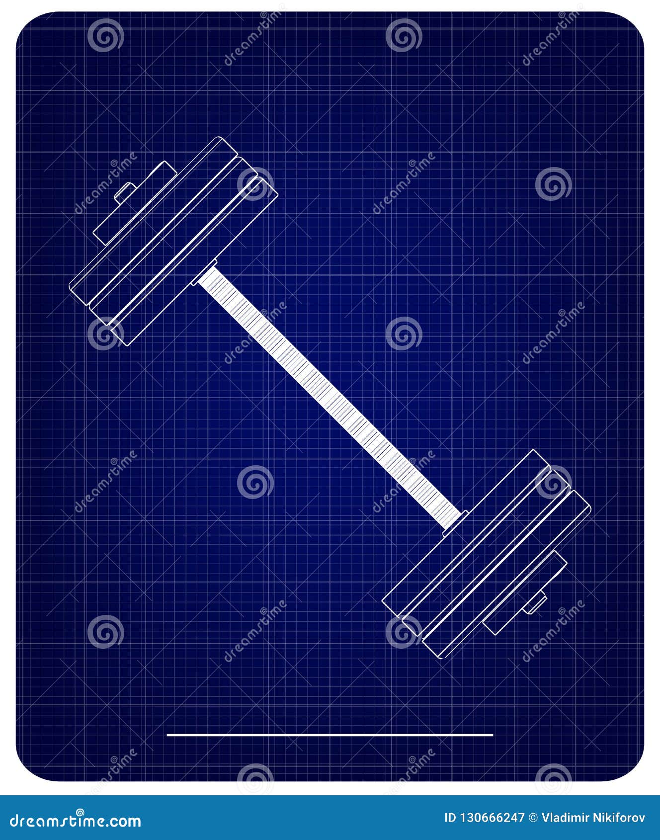 3d Model of Barbell on a Blue Stock Vector - Illustration of background ...