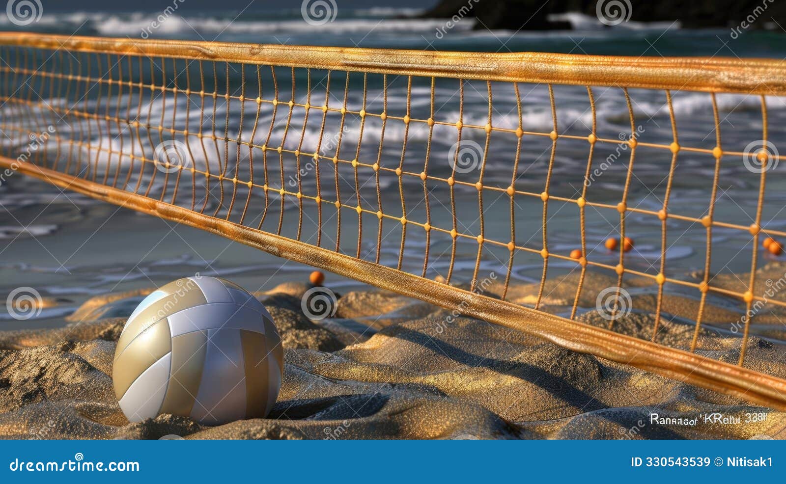 3D Model of a Beach Volleyball Net and Ball Stock Illustration ...