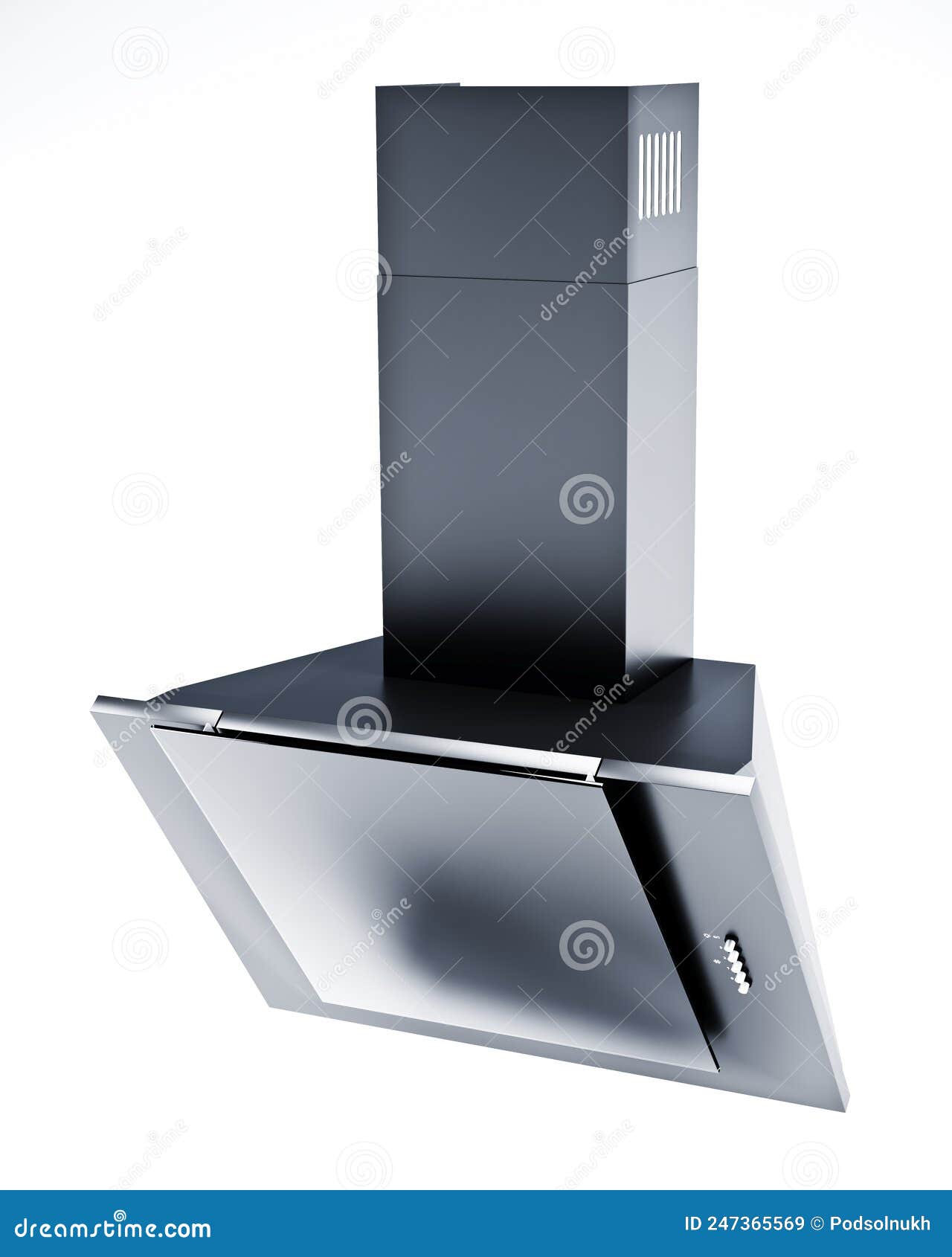 3d Model of Black Kitchen Hood Stock Illustration - Illustration of ...