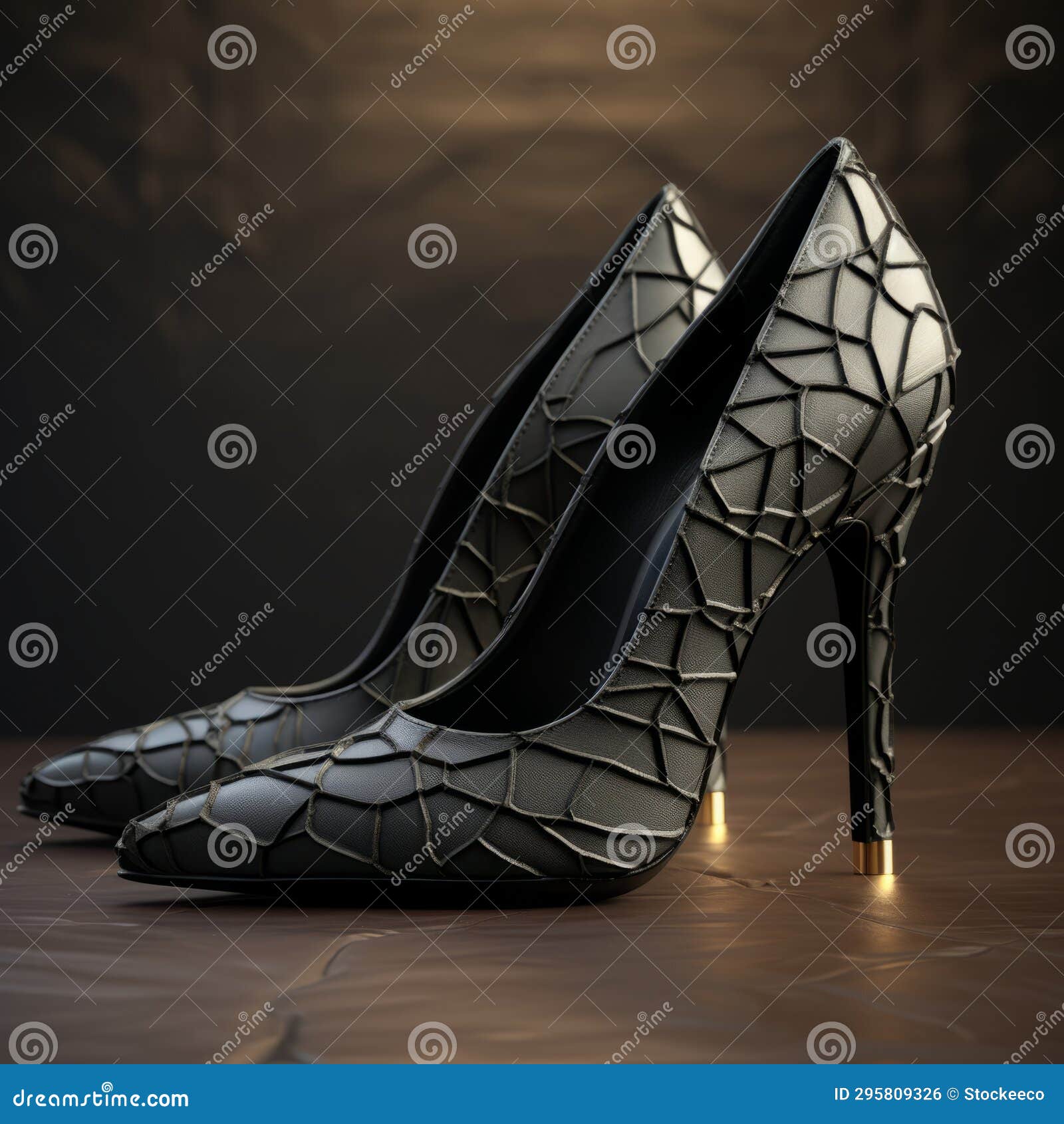 Cracked Effect High Heel Shoes with Volumetric Lighting Style Stock ...