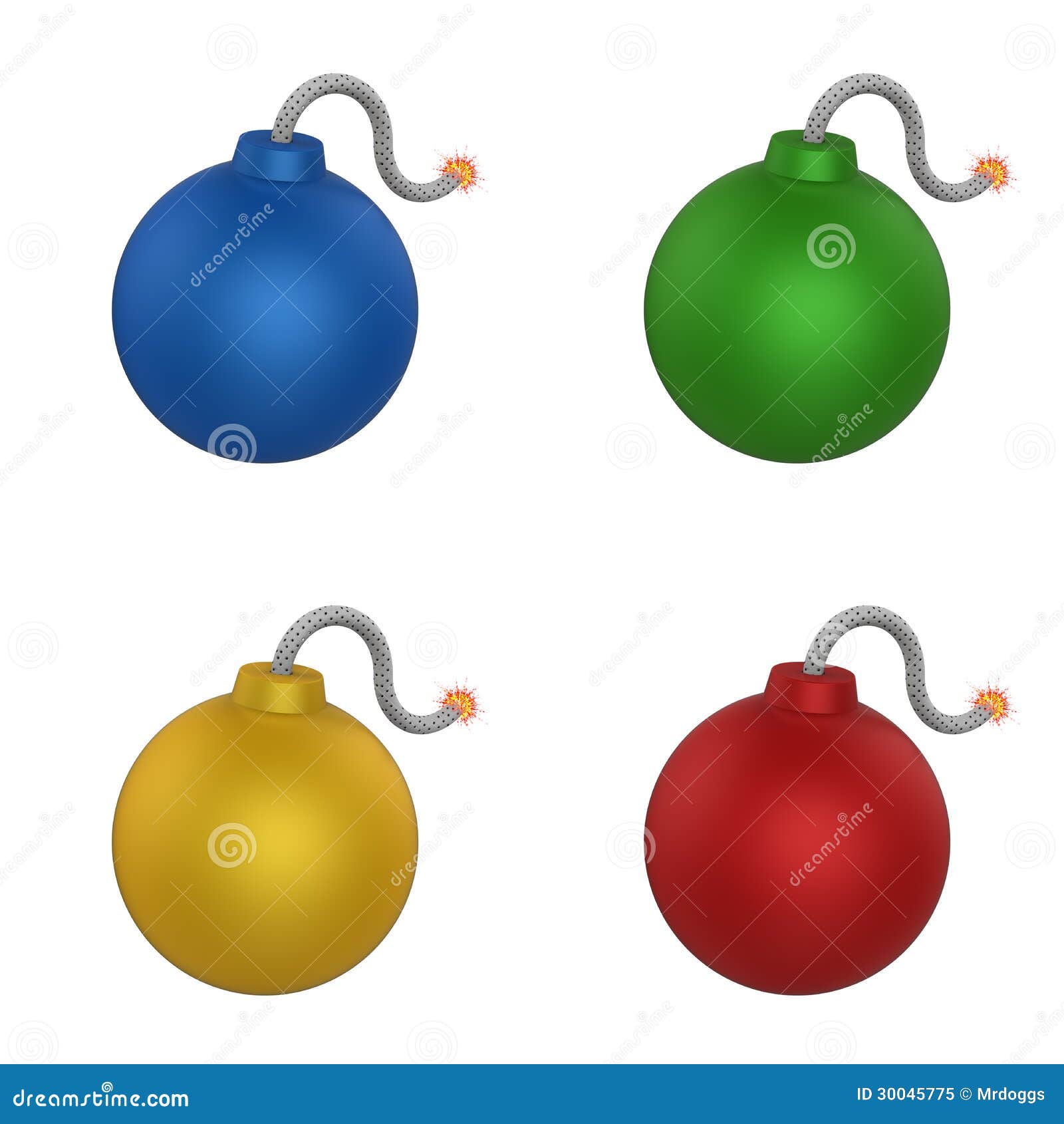 Bomb four color set stock illustration. Illustration of alarm - 30045775