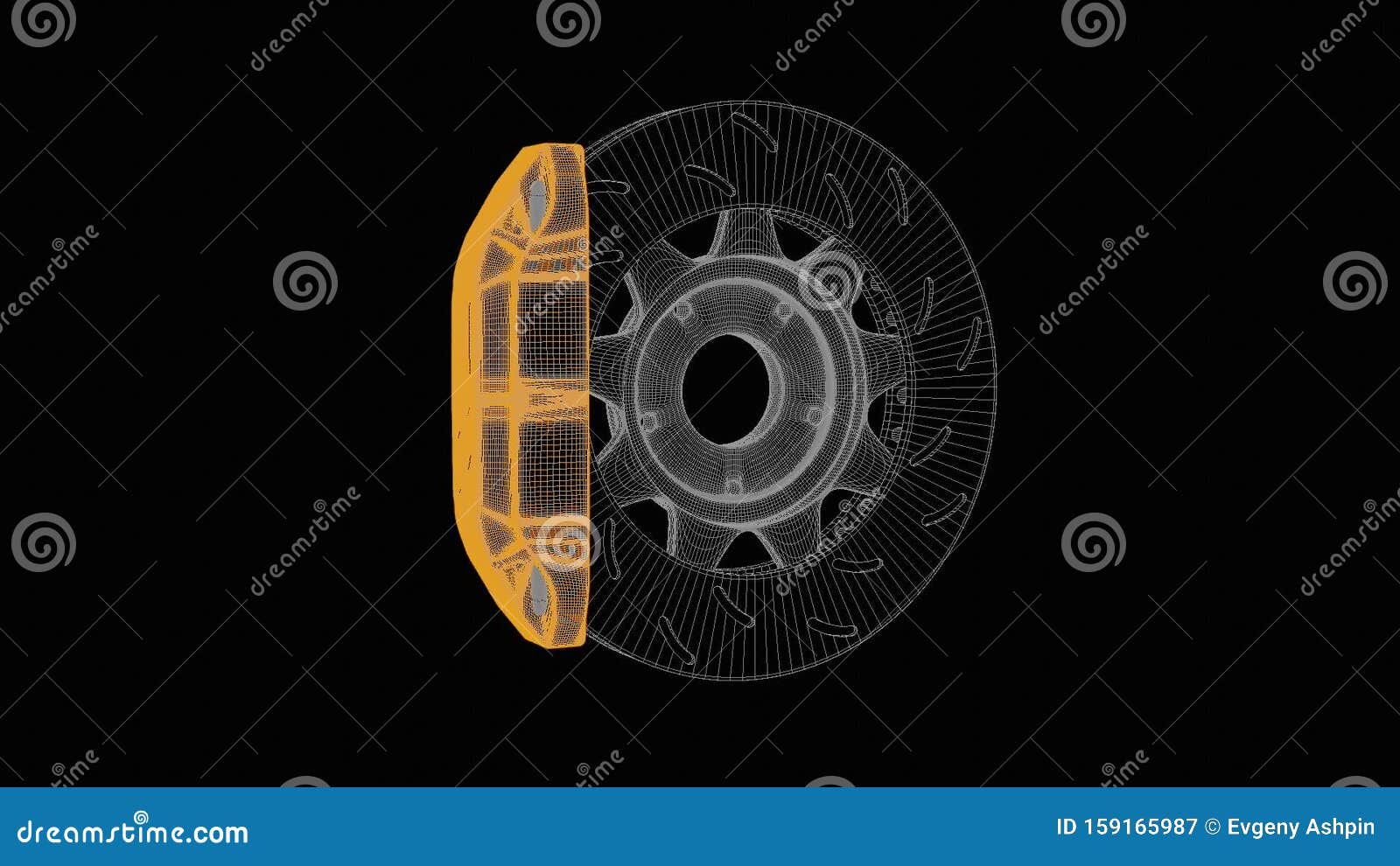 3D model of brake disc stock video. Video of isolated - 159165987
