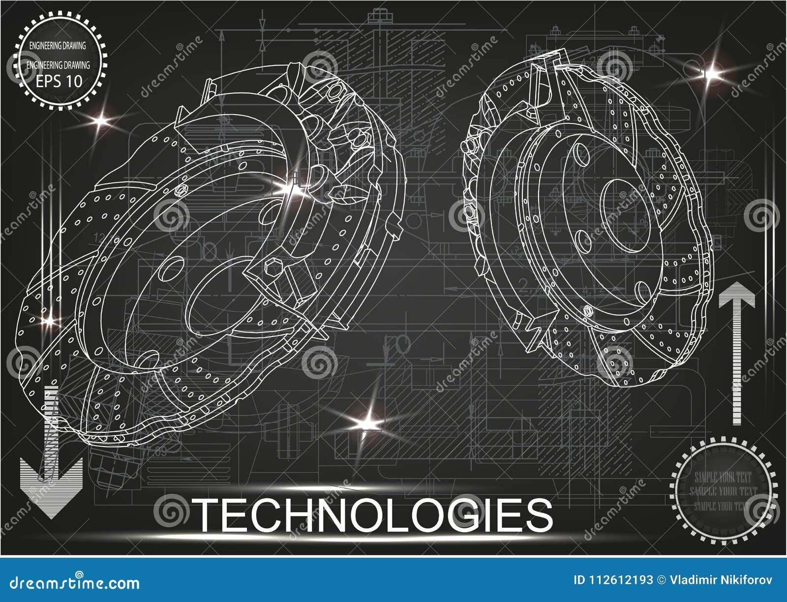 3d model of the brake disc stock vector. Illustration of shape - 112612193