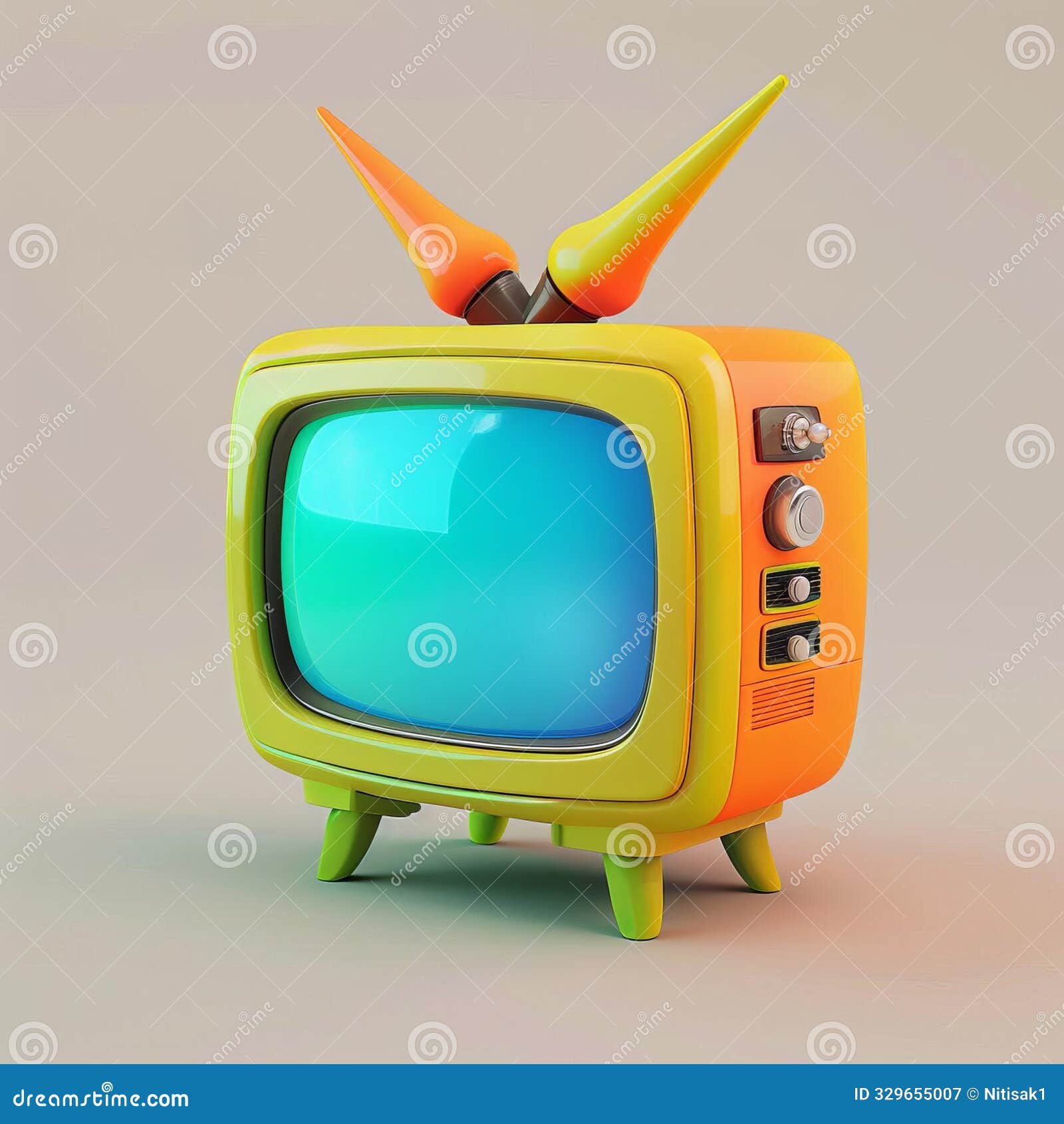 91 3D Model of a Bright and Vibrant Television Icon Stock Illustration ...