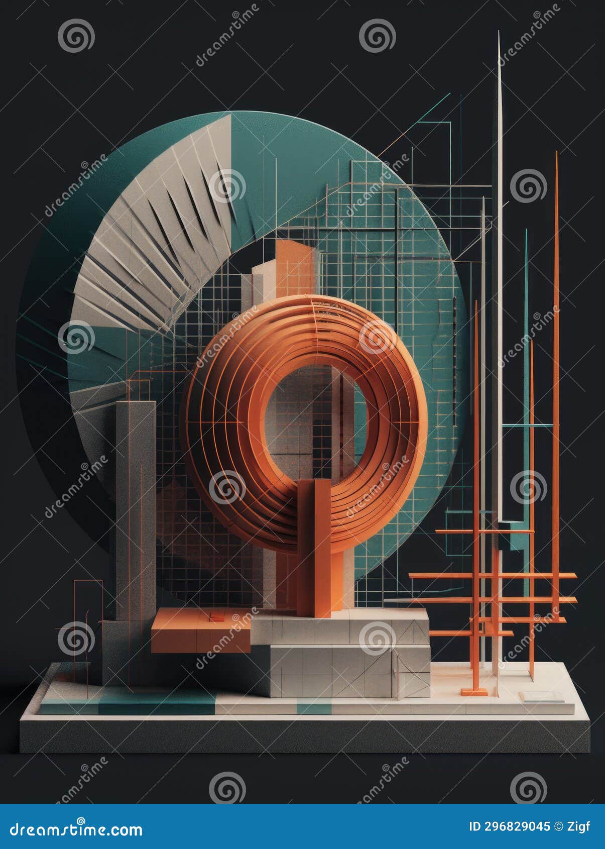 3d Model of a Building with a Circular Shape Stock Illustration ...