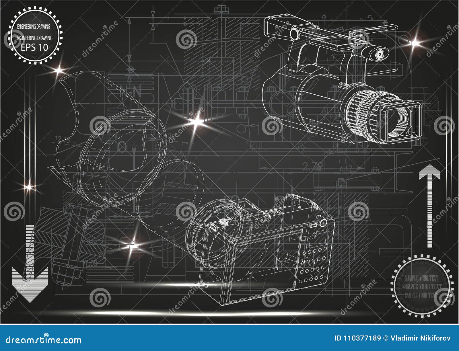 3d model of the camera stock vector. Illustration of classical - 110377189